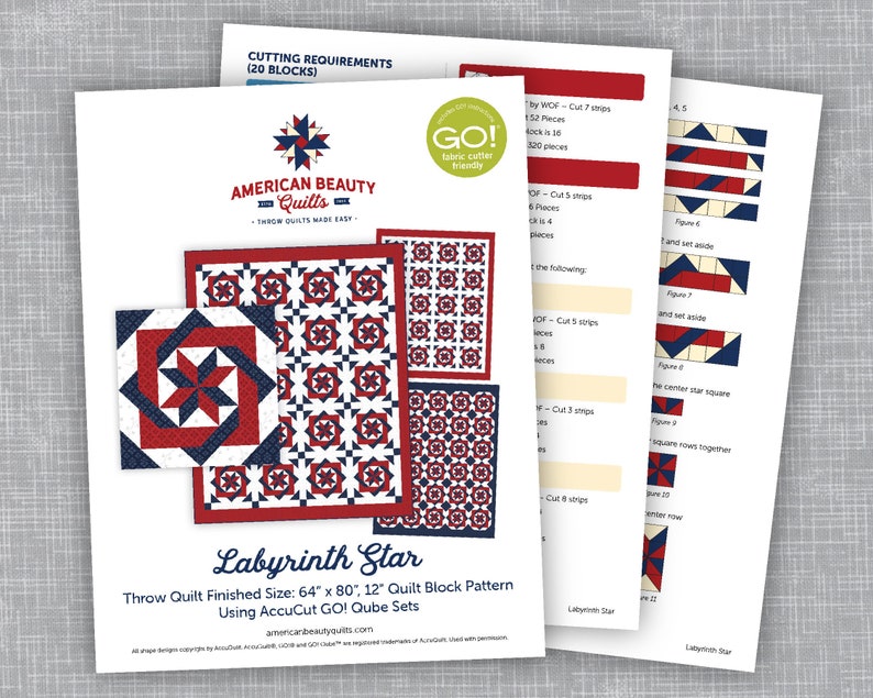 Labyrinth Star Quilt Pattern Using Accuquilt GO! for 12" Block and 64 ...