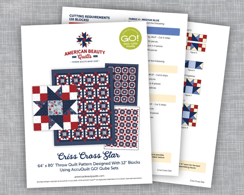 Criss Cross Star Digital Quilt Block Pattern Using Accuquilt GO for 12 ...