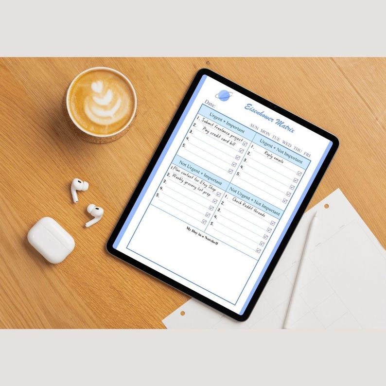 Eisenhower Matrix Printable PDF – Task Priority Tracker, Urgent ...
