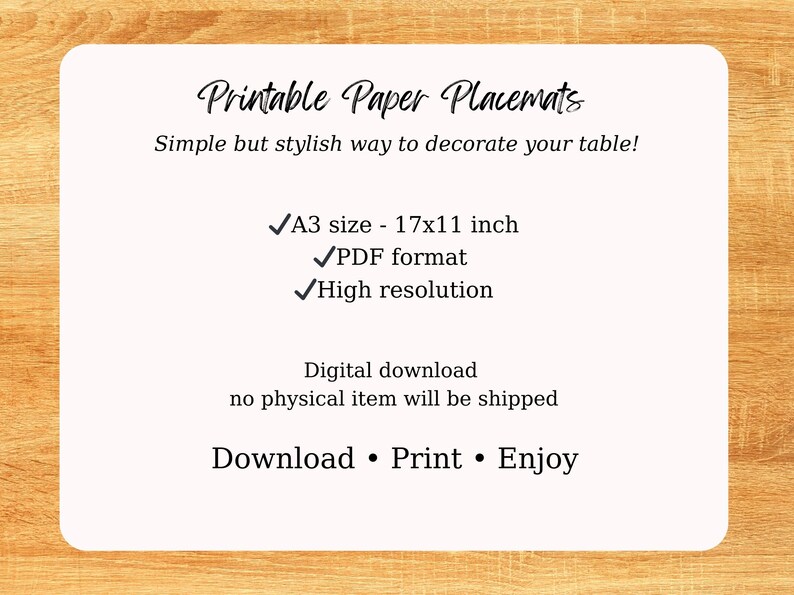 Boho Printable Placemat, Printable Paper Placemats, Boho Decor, Modern ...