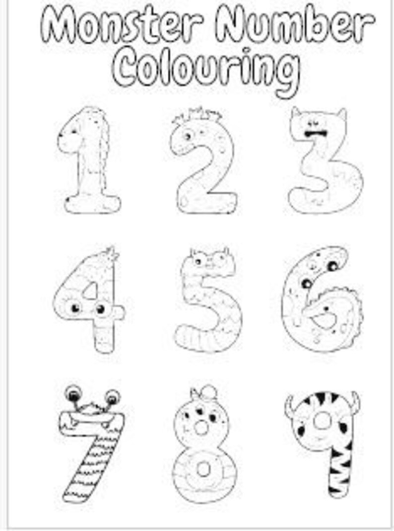 Monster Colouring 1 to 9 Sheets - Etsy