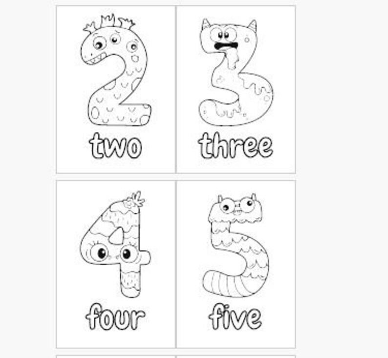 Monster Colouring 1 to 9 Sheets - Etsy