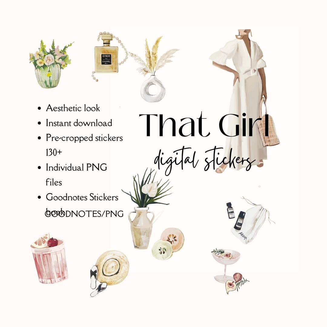 Digital Stickers That Girl, Self Care Aesthetic Stickers, Goodnotes ...