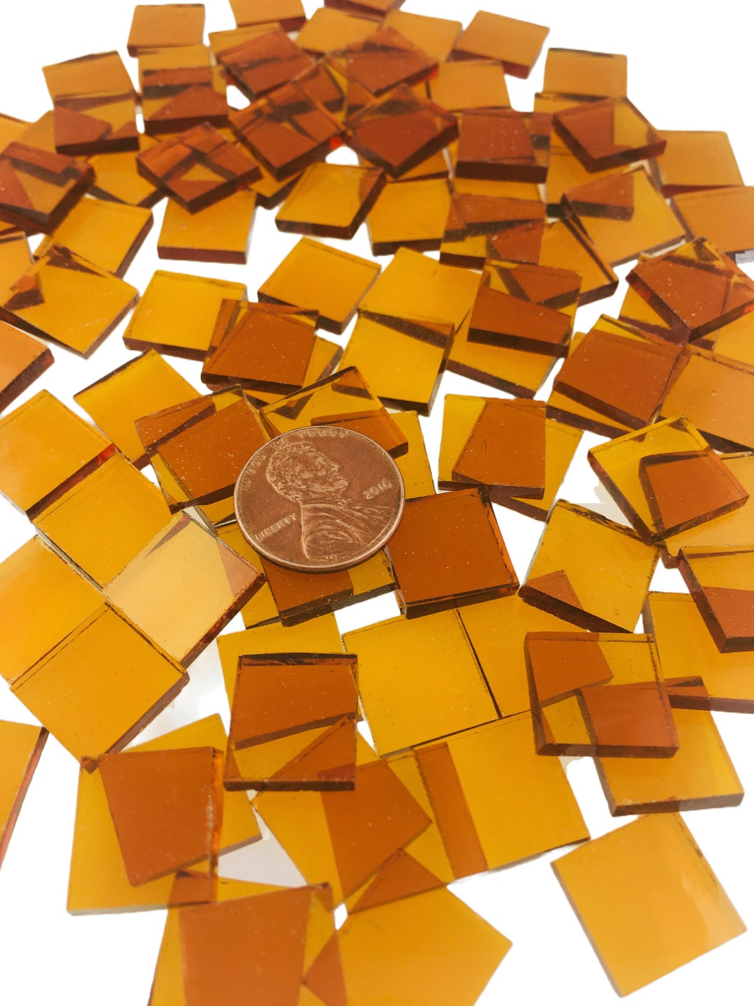 Transparent Medium Amber 1/2 Mosaic Tiles Spectrum - Etsy