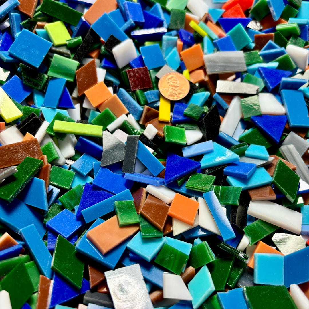 125 COE 96 Stained Glass Tiles, Rainbow Colors, Various Shapes and ...