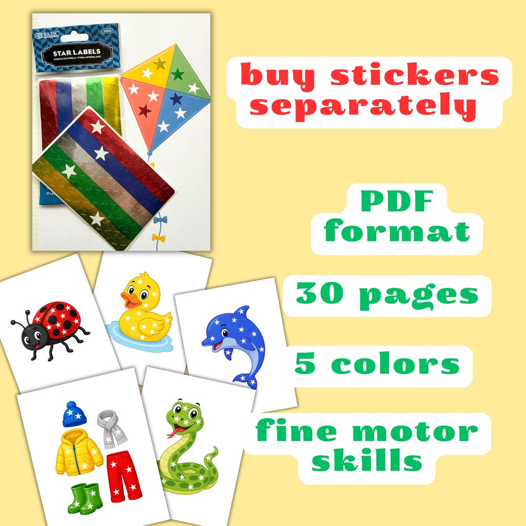 Color Matching Star Sticker Activity | 30 Preschool Fine Motor Skills ...