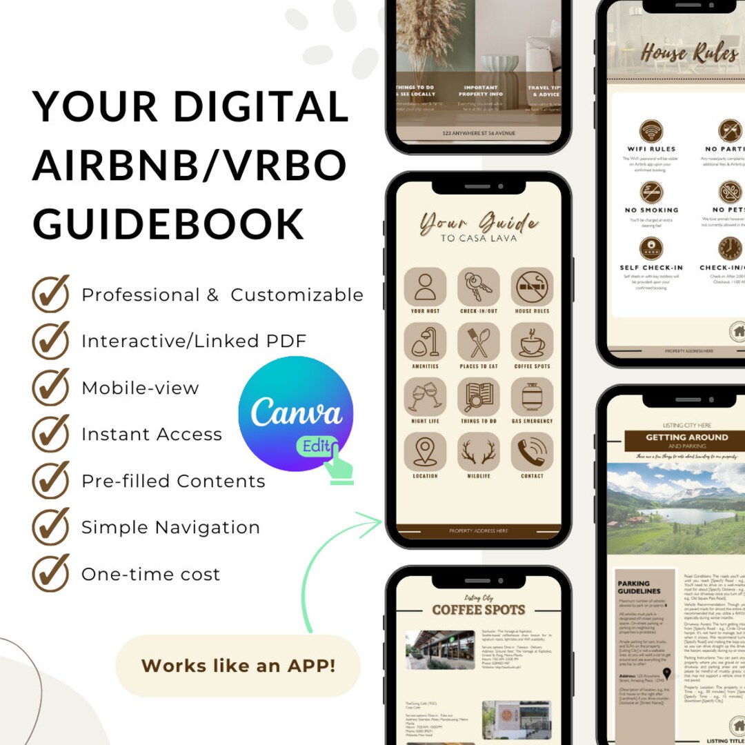 Editable Airbnb/vrbo/booking.com Digital Guidebook Template Mobile ...
