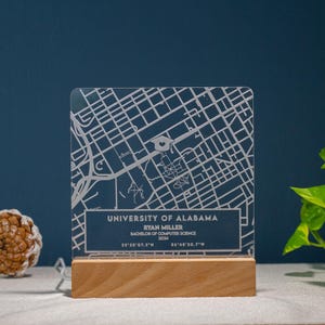 Personalized Graduation Gifts, Custom College, Campus Map Acrylic Night ...