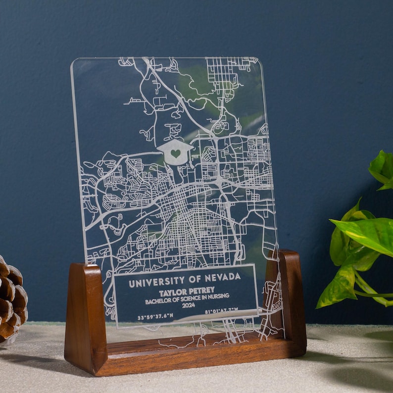 Personalized Graduation Gifts, Custom College, Campus Map Acrylic Night ...