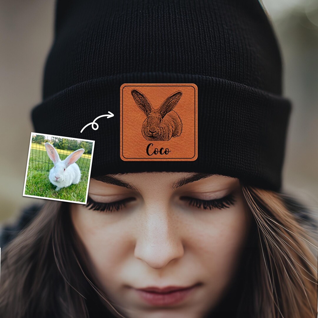 Personalized Rabbit Photo Beanie Hat, Custom Christmas Gifts for Rabbit ...