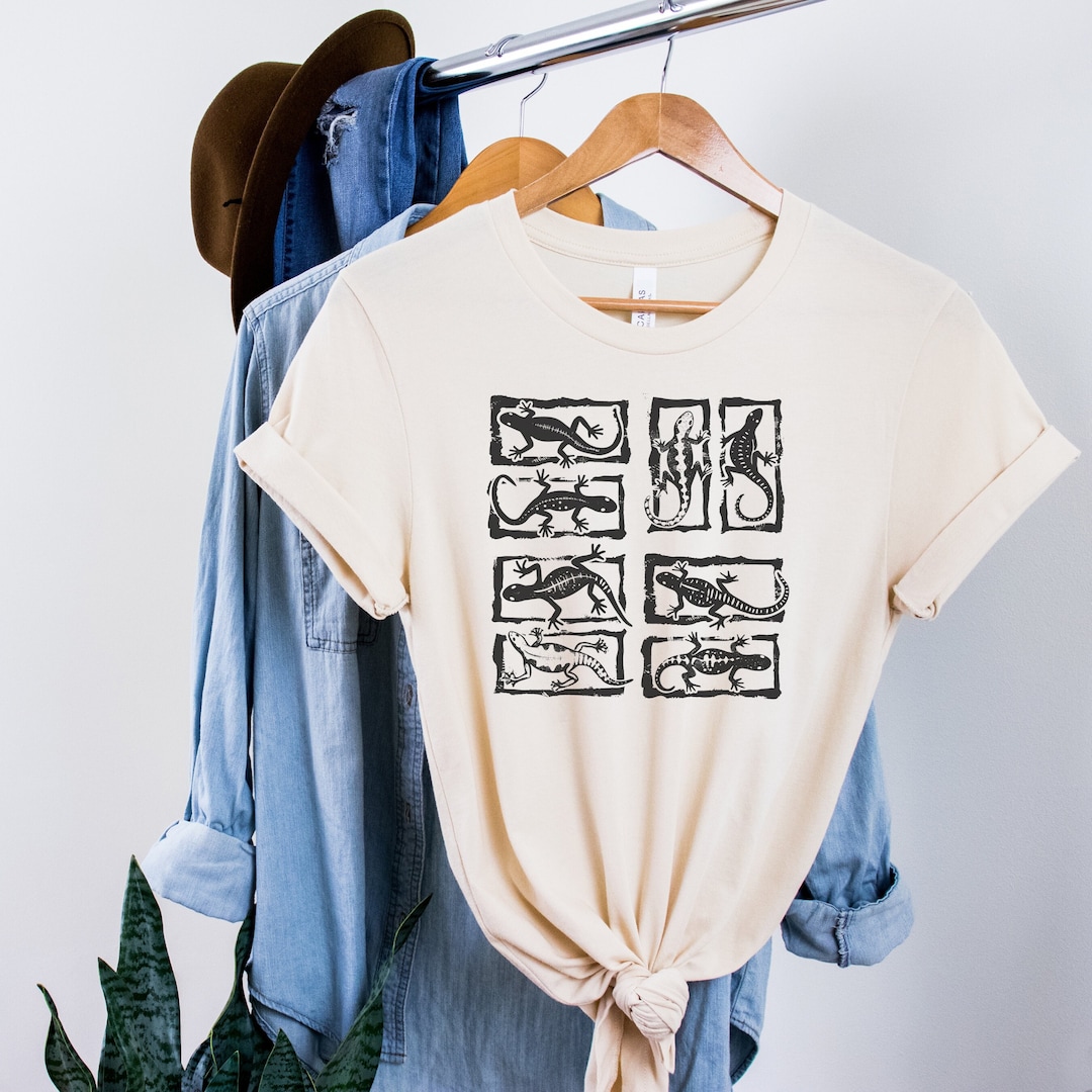 Lizard Block Print T Shirt, Lino Cut Shirt, Lino Print T Shirt, Lizard ...