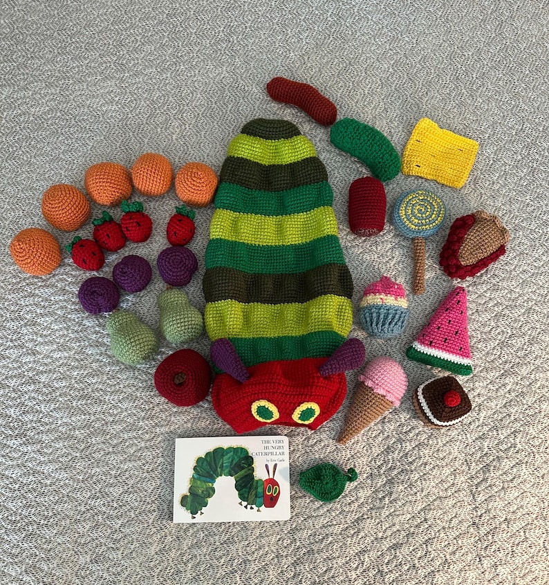 The Very Hungry Caterpillar Crochet Toy Set With Book - Etsy
