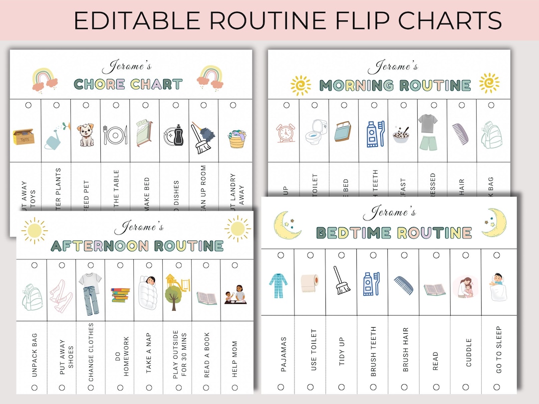 Routine Flip Chart, Morning Routine, Bedtime Routine, Kids Routine ...