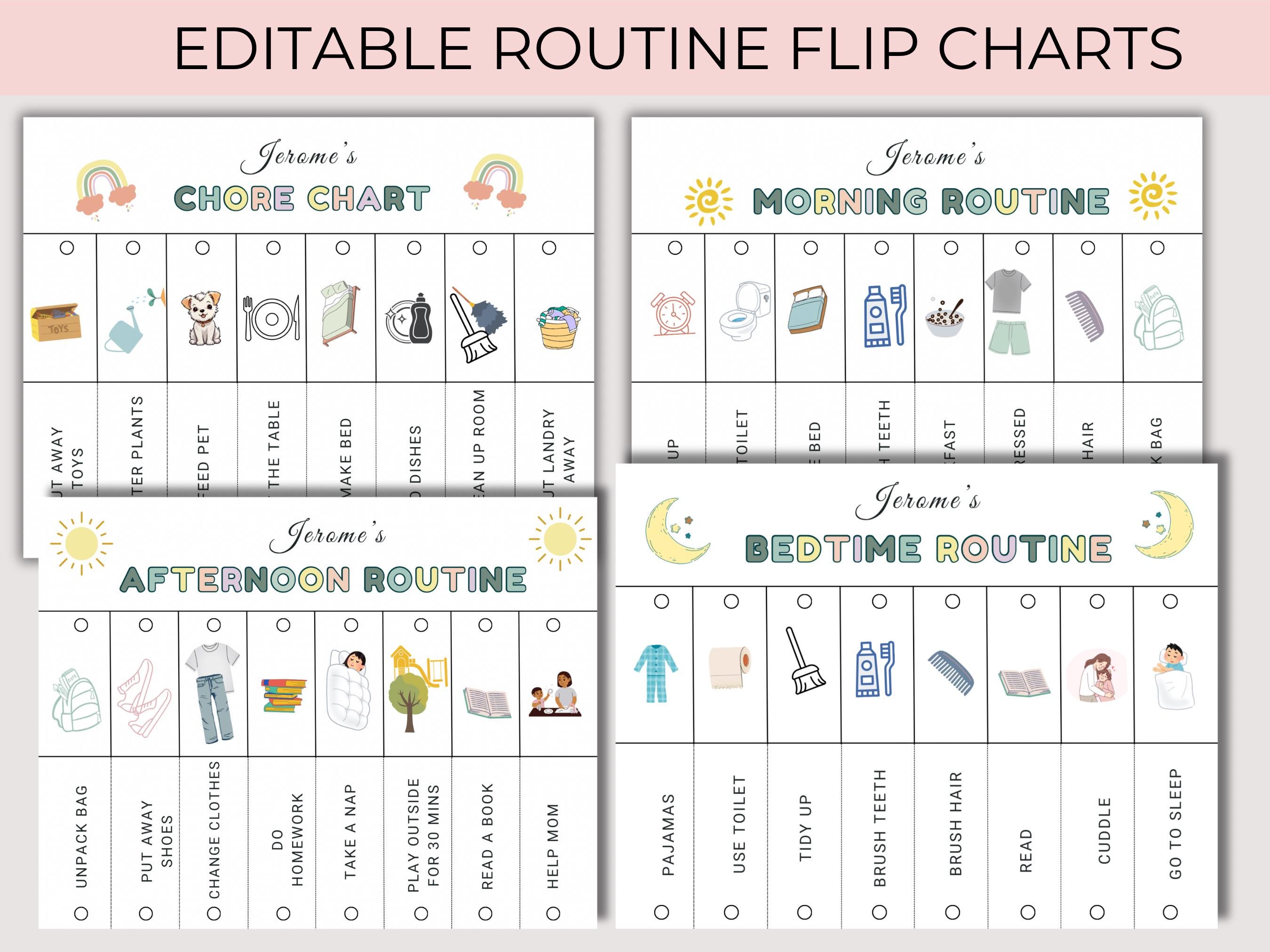 Routine Flip Chart, Morning Routine, Bedtime Routine, Kids Routine ...