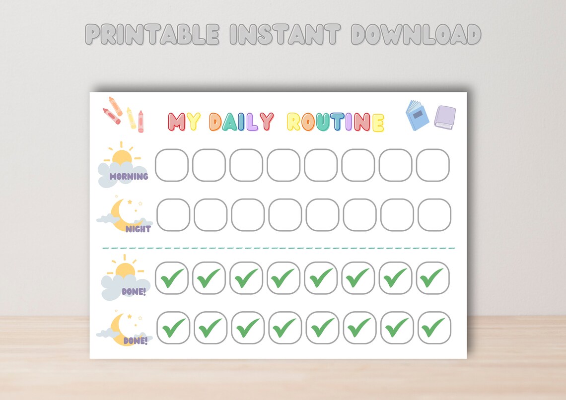 Printable Toddler Daily Routine Chart | Instant Download A4 Size ...