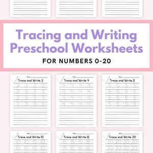 21 Number Tracing and Writing Worksheets 0-20, Preschool Printable ...