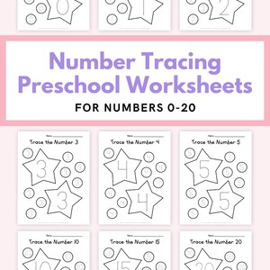 0-20 Number Tracing Worksheets, Preschool Printable, Pre-k Writing ...