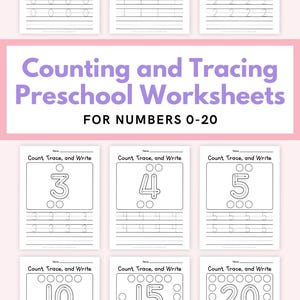 21 Number Tracing and Counting Worksheets 0-20, Pre-k Printable ...