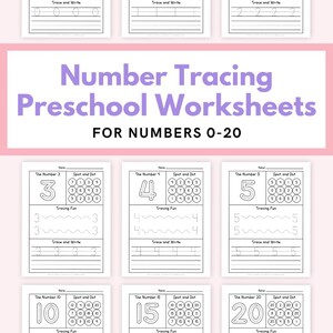 21 Number Worksheets 0-20, Preschool Printable, Pre-k Handwriting ...