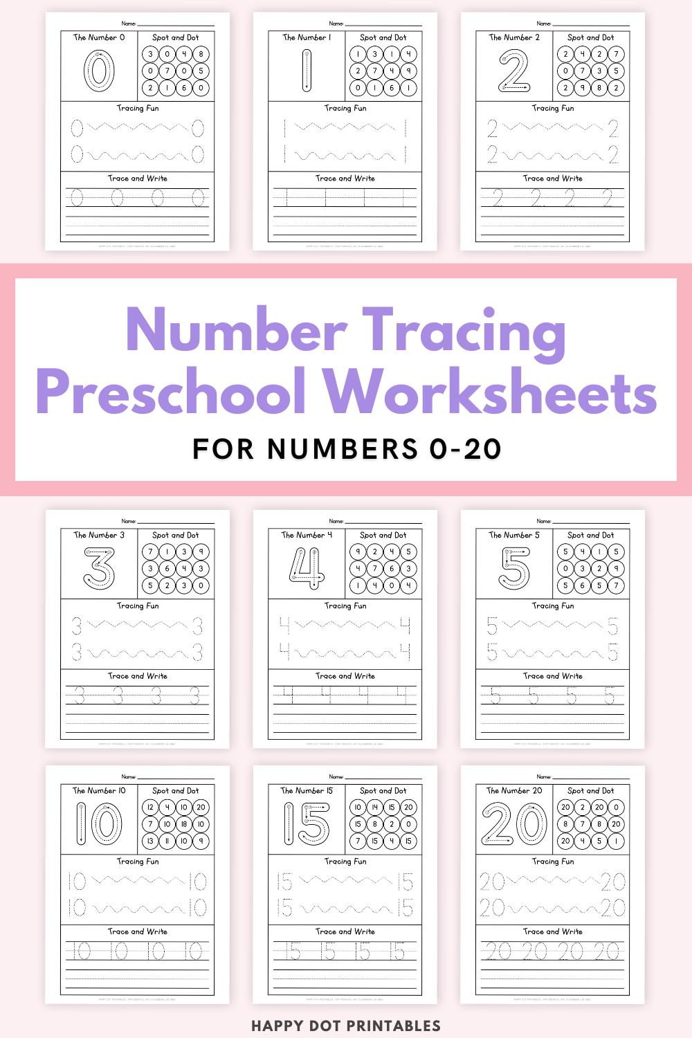 21 Number Worksheets 0-20, Preschool Printable, Pre-k Handwriting ...