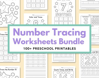 0-20 Number Tracing Worksheets, Preschool Printable, Pre-k Writing ...
