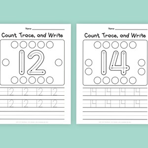 21 Number Tracing and Counting Worksheets 0-20, Pre-k Printable ...