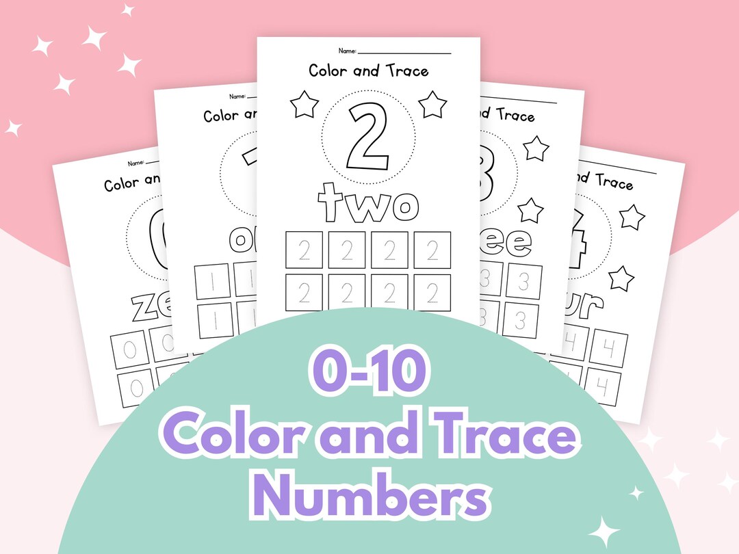 0-10 Number Tracing Worksheets, Preschool, Kindergarten, Printable ...