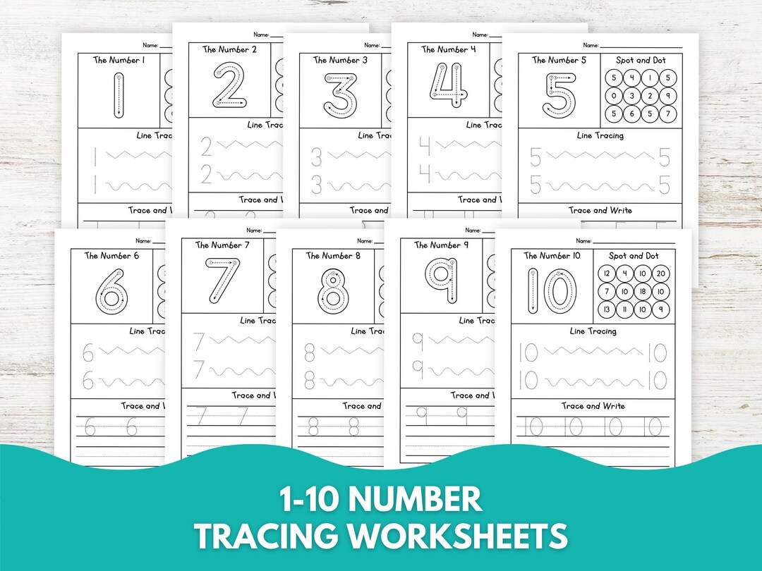 Number Tracing Worksheets 1-10, Learning Numbers, Multi-activity ...