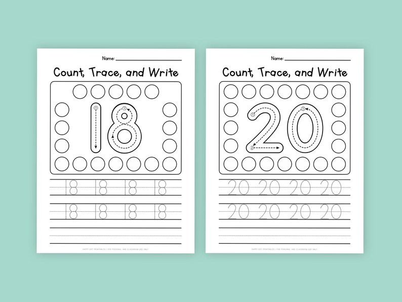 21 Number Tracing and Counting Worksheets 0-20, Pre-k Printable ...