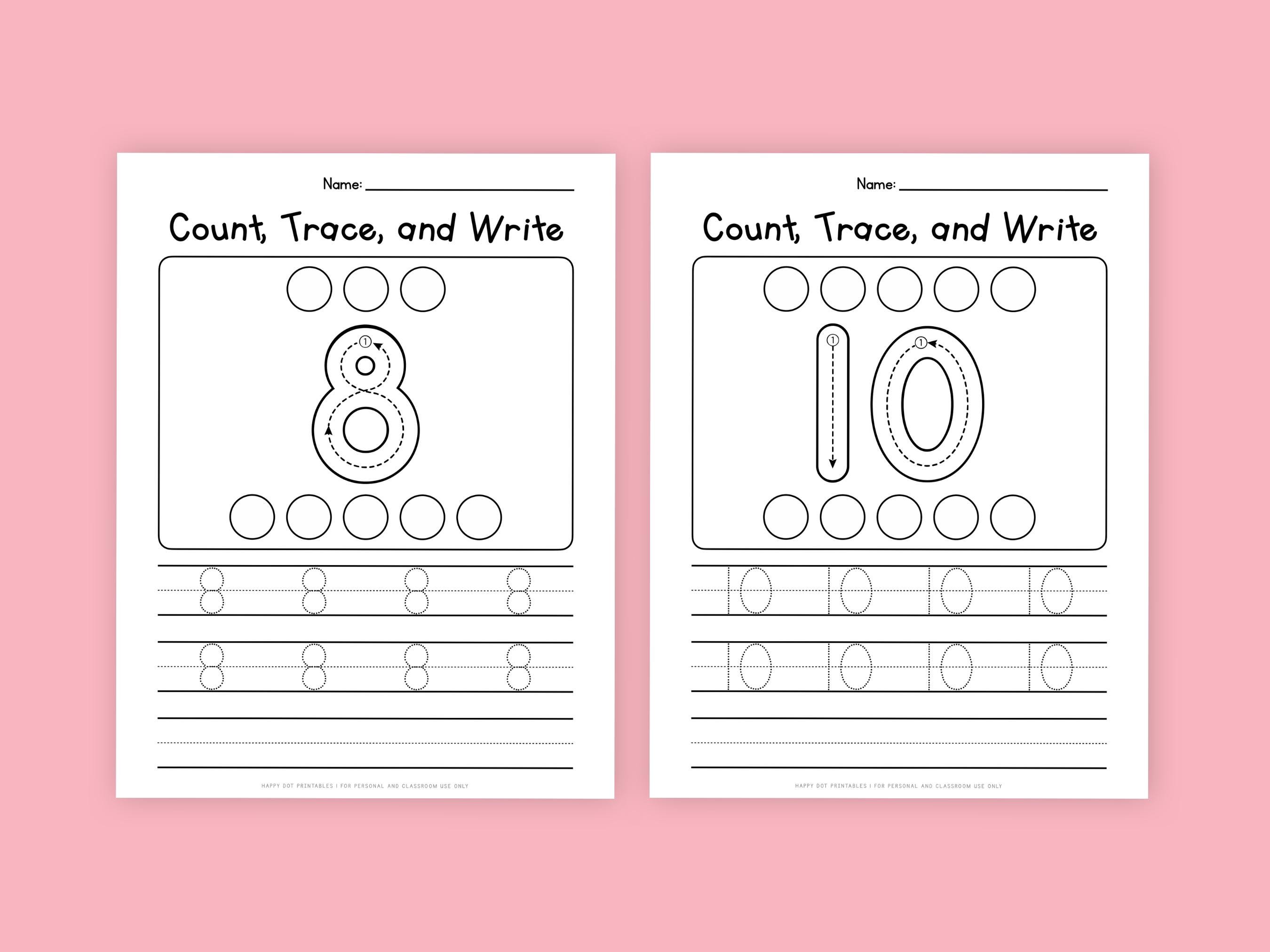 21 Number Tracing and Counting Worksheets 0-20, Pre-k Printable ...
