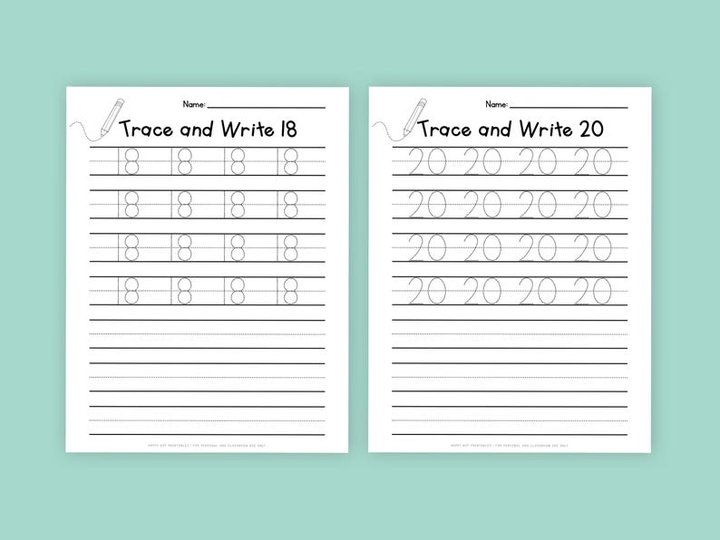 21 Number Tracing and Writing Worksheets 0-20, Preschool Printable ...