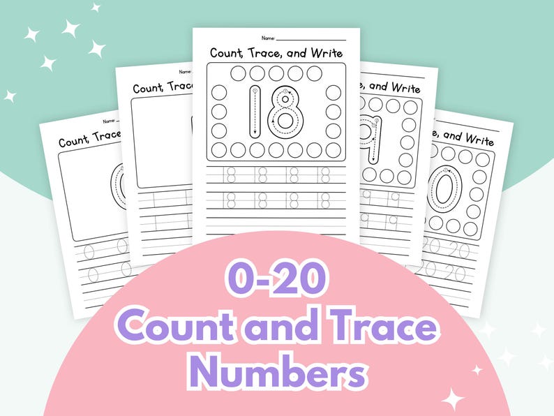 21 Number Tracing and Counting Worksheets 0-20, Pre-k Printable ...