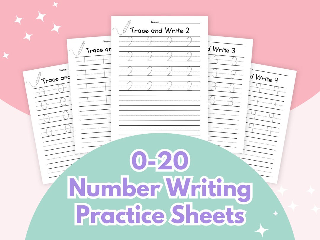 0-20 Number Tracing Worksheets, Preschool, Kindergarten, Fine Motor ...