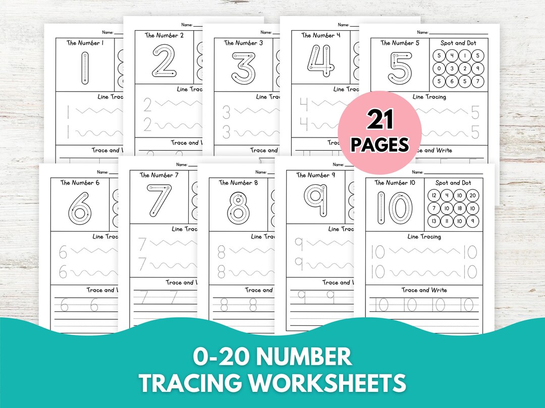 Number Tracing Worksheets 0-20, Learning Numbers, Preschool Worksheet ...