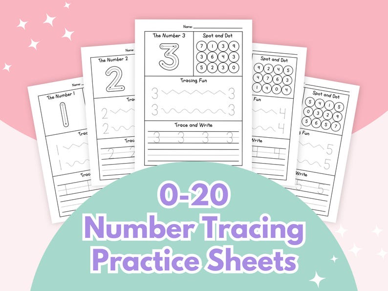 21 Number Worksheets 0-20, Preschool Printable, Pre-k Handwriting ...