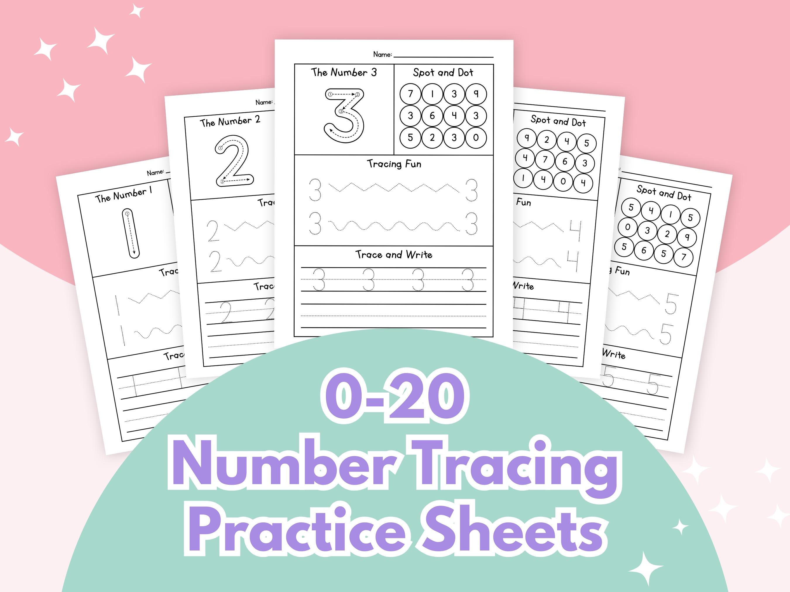 21 Number Worksheets 0-20, Preschool Printable, Pre-k Handwriting ...
