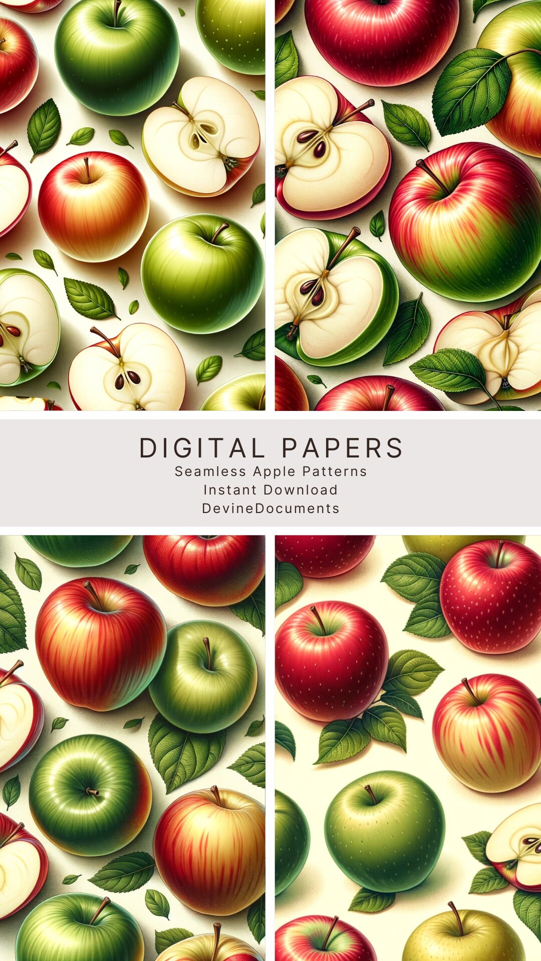 Seamless Apple Scrapbook Patterns Digital Download Papers - Etsy