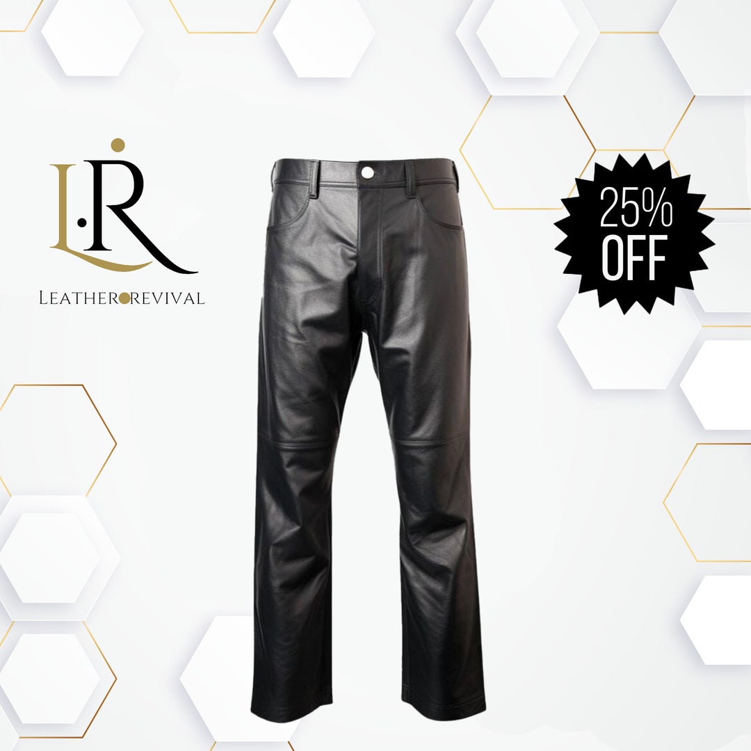 Genuine Sheep Skin Leather Pants Leather Jeans Black Pants Gift for Men ...