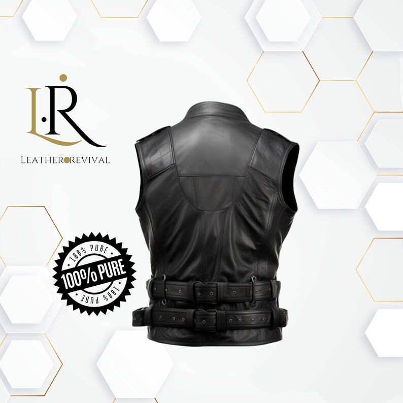 Handmade Real Leather Vest-genuine Leather Black Vest for Men-military ...