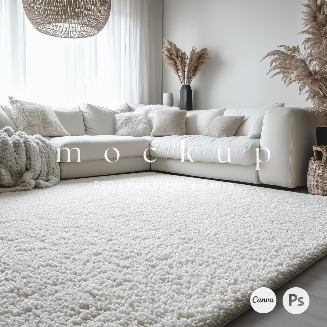 PSD Carpet Mockup, Living Room Rug Mockup Canva, Floor Mat Mockup, Area ...