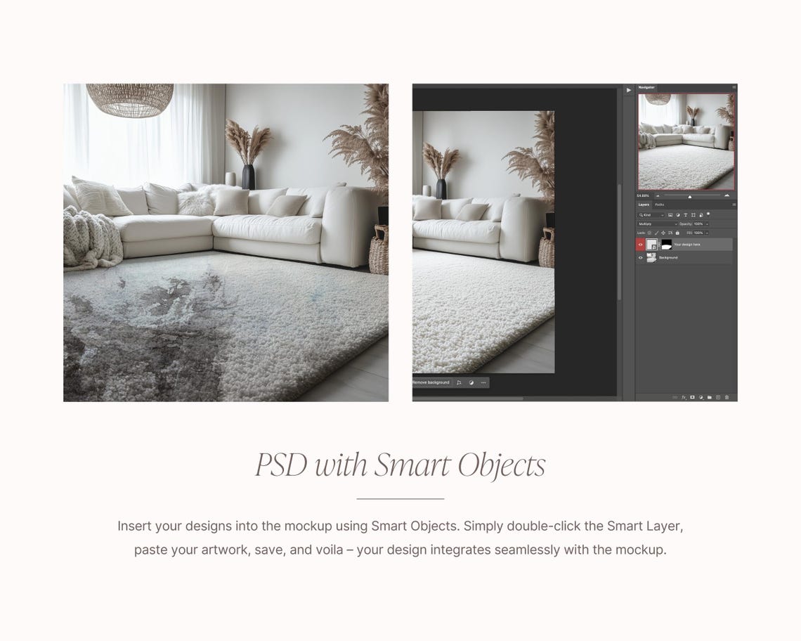 PSD Carpet Mockup, Living Room Rug Mockup Canva, Floor Mat Mockup, Area ...