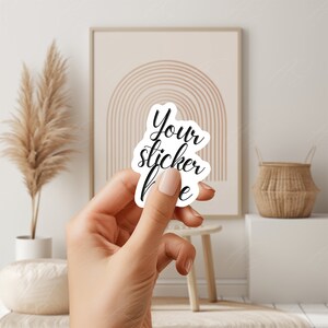 Hand Holding Sticker Mockup, Vinyl Sticker Canva Mockup, Decal Mockup ...