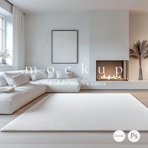 Living Room Rug Mockup Canva, PSD Carpet Mockup, Area Rug Mockup ...