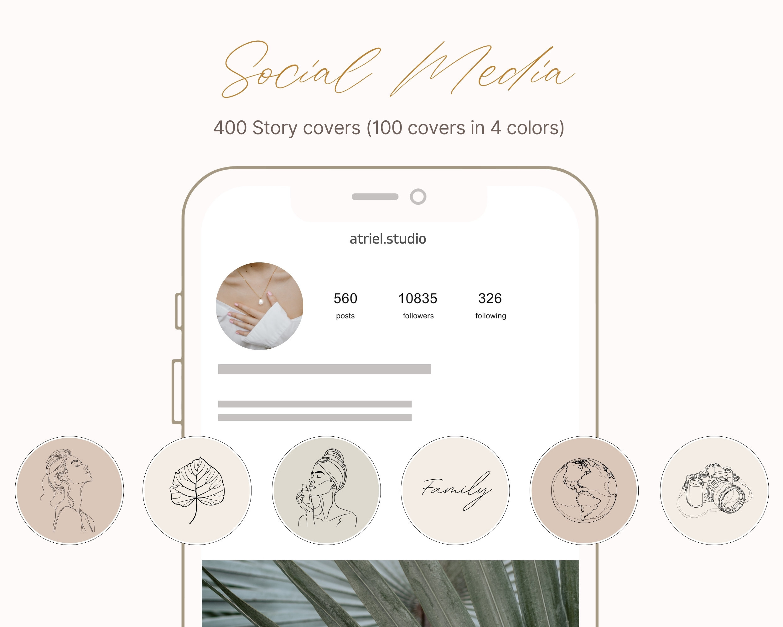 Line Art Instagram Highlight Covers, Minimal Earthy Social Media Icons ...