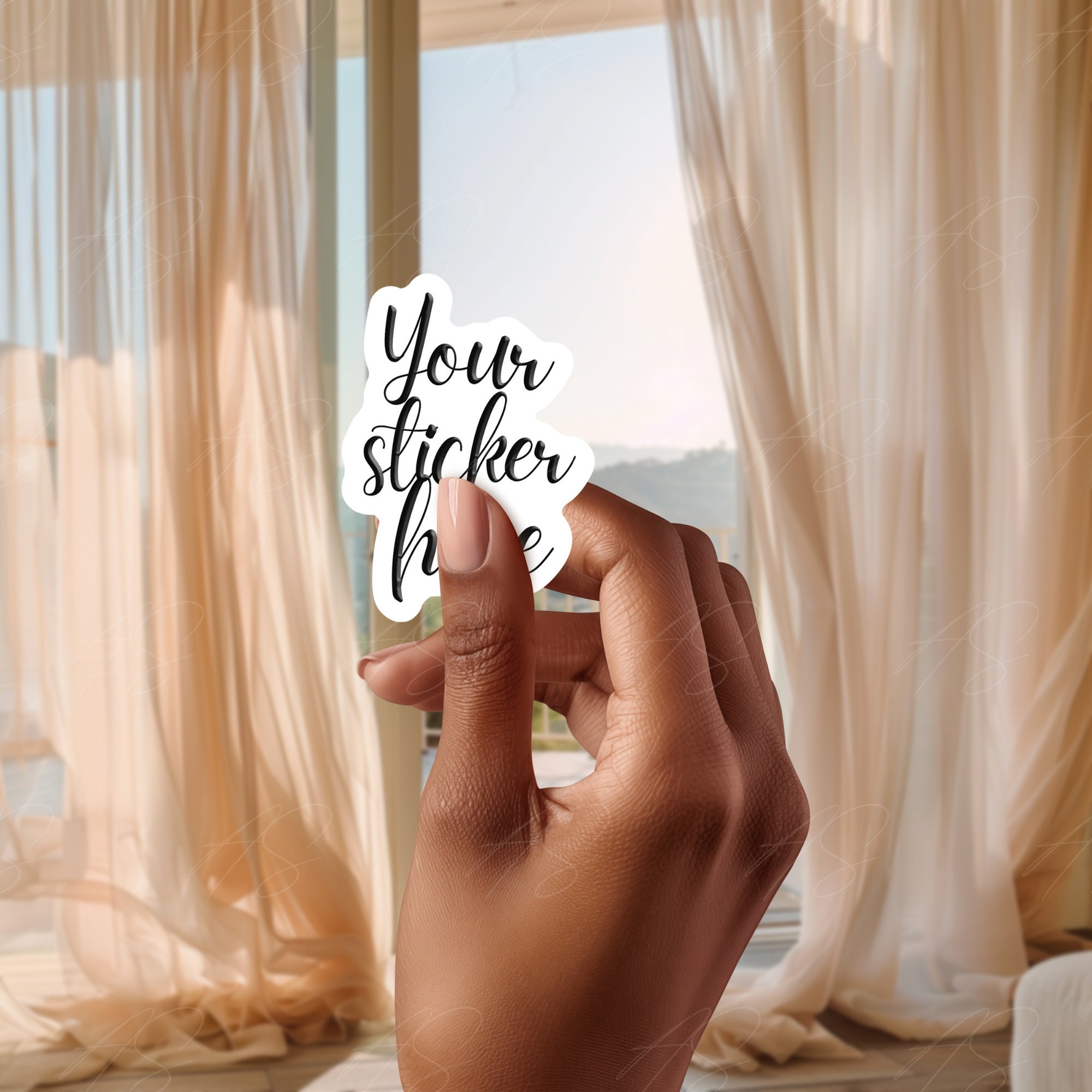 Hand Holding Sticker Mockup, Decal Mockup, Digital Sticker Mockup ...