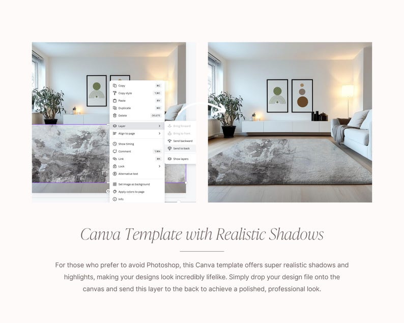 Living Room Rug Mockup Canva, PSD Carpet Mockup, Area Rug Mockup ...