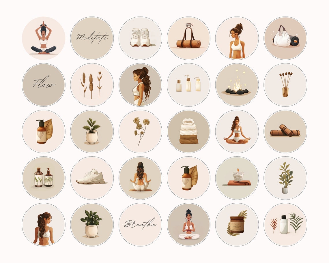 Yoga Instagram Highlight Covers, Feminine Social Media Icons, Wellness ...