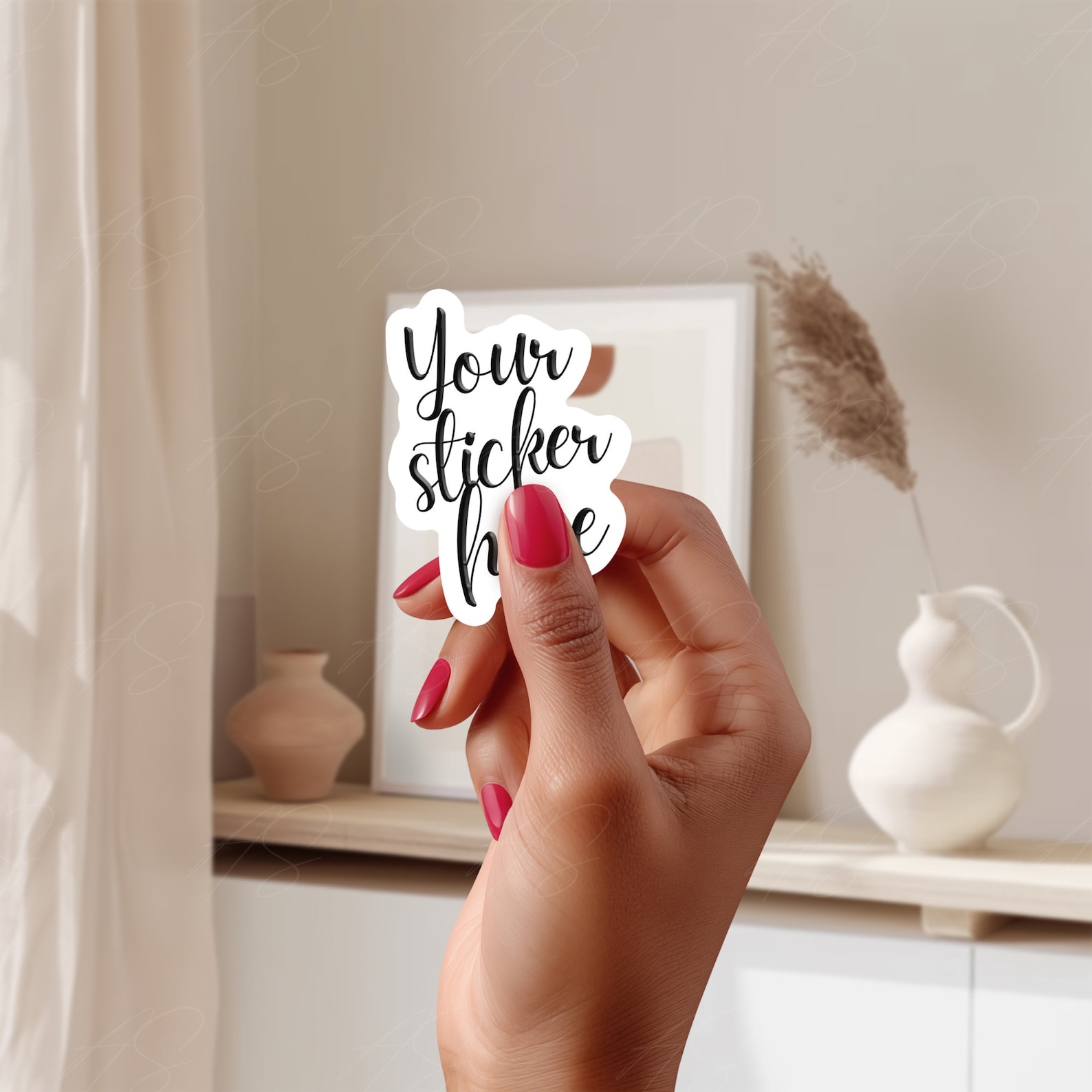 Hand Holding Sticker Mockup, Decal Mockup, Digital Sticker Mockup ...