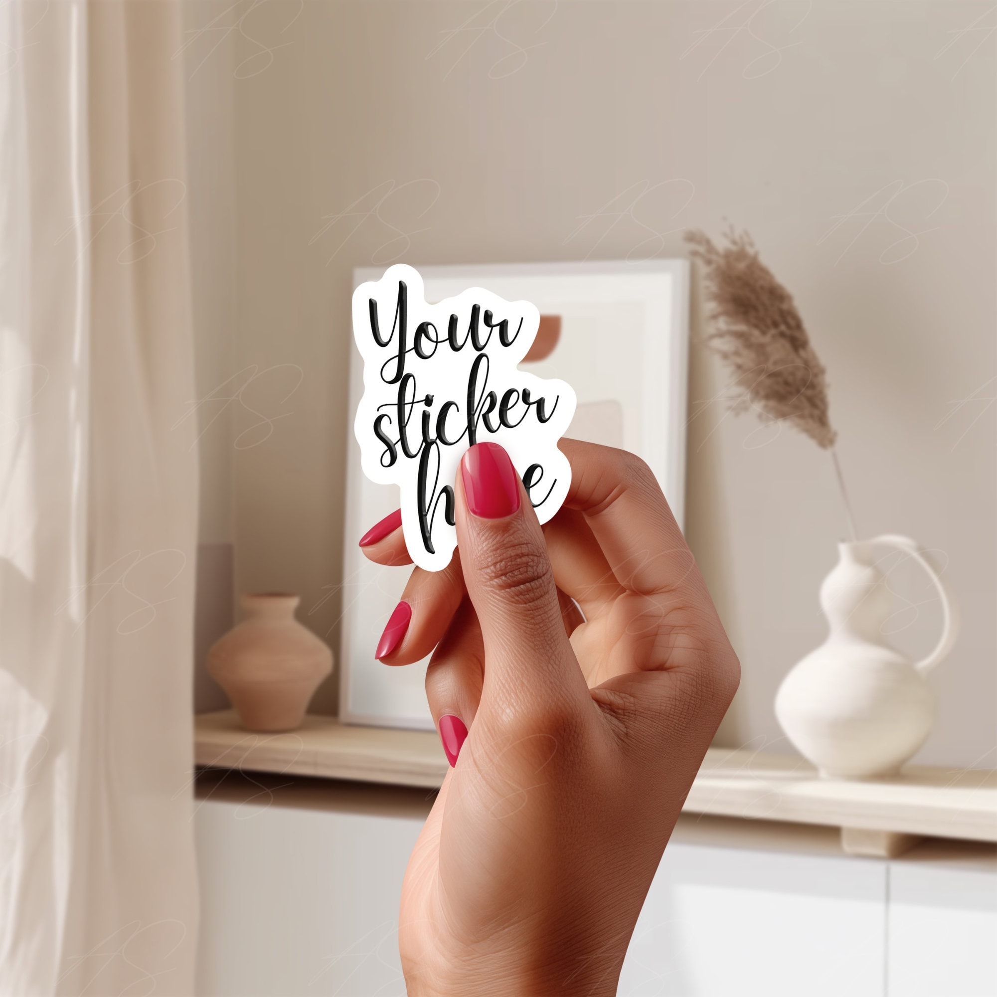 Hand Holding Sticker Mockup, Decal Mockup, Digital Sticker Mockup ...