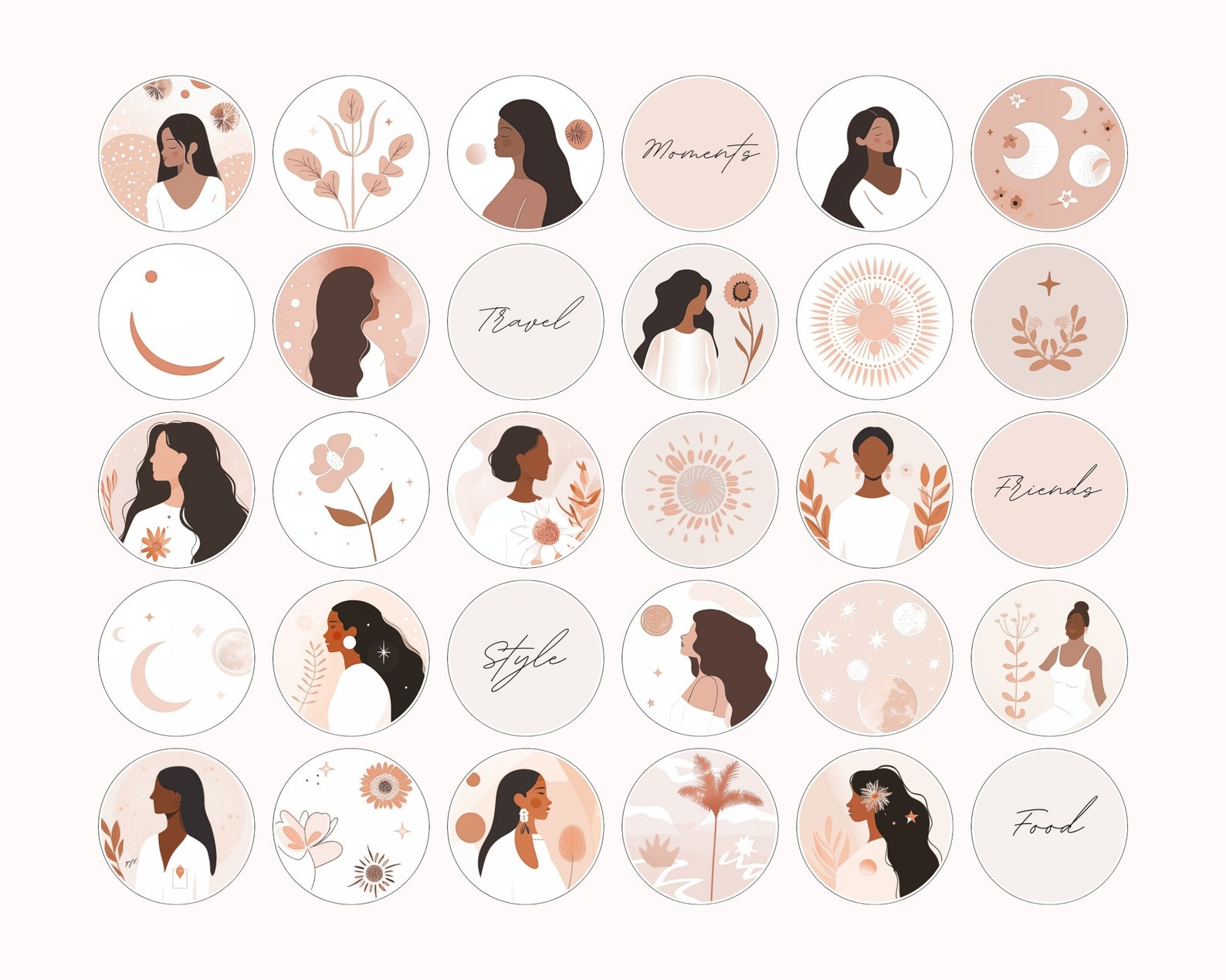 Feminine Instagram Highlight Covers, Minimalist Social Media Icons ...
